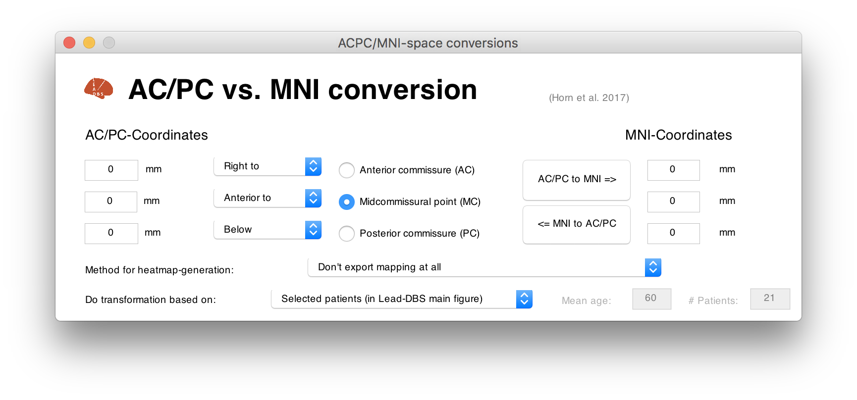 DBS targets in MNI space – Lead-DBS
